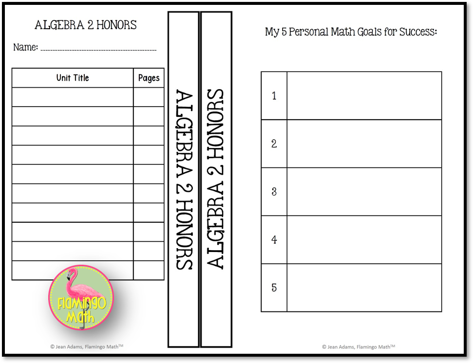 Interactive Notebook Tabs for Unit 1 - Flamingo Math with Jean Adams
