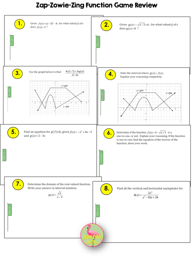 Zap-Zowie-Zing! Review Game - Flamingo Math with Jean Adams