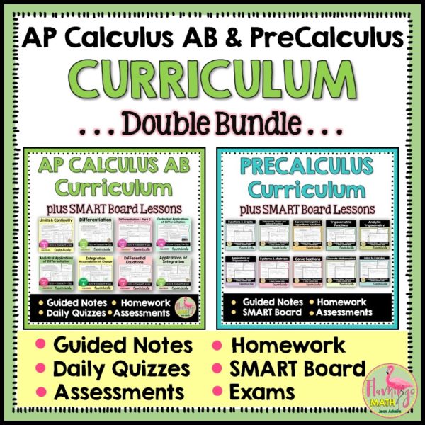 AP Calculus AB and PreCalculus Curriculum Double Bundle - Flamingo Math ...