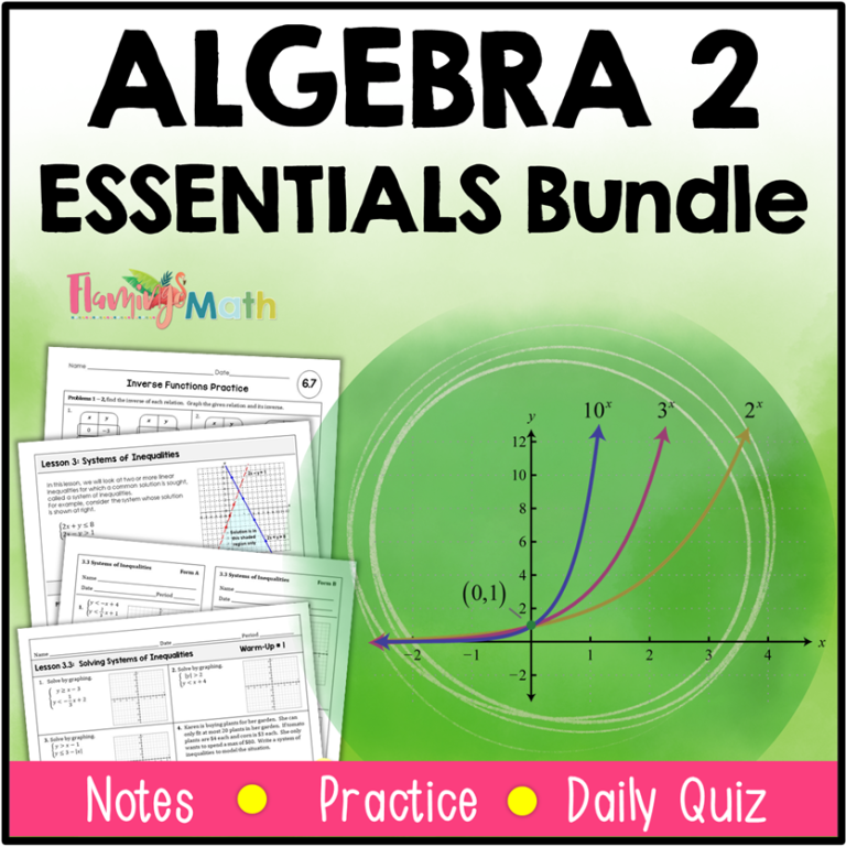 Algebra 2 Curriculum Essentials Bundle - Flamingo Math with Jean Adams