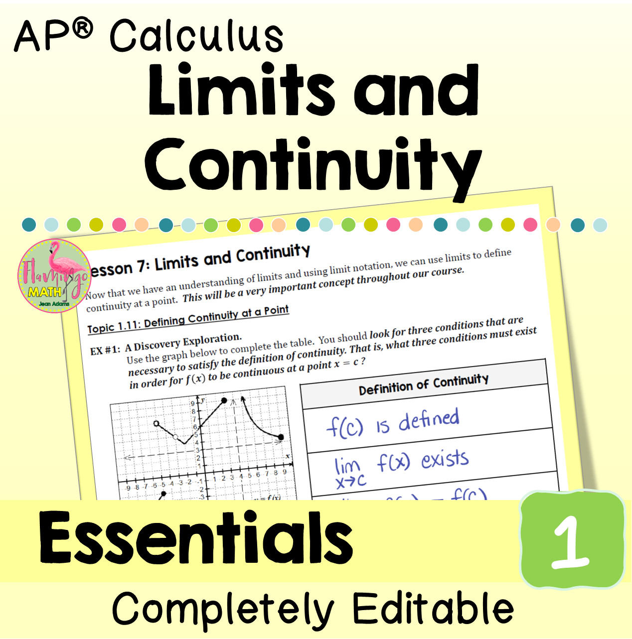 Limits and Continuity Essentials Bundle - Flamingo Math with Jean Adams