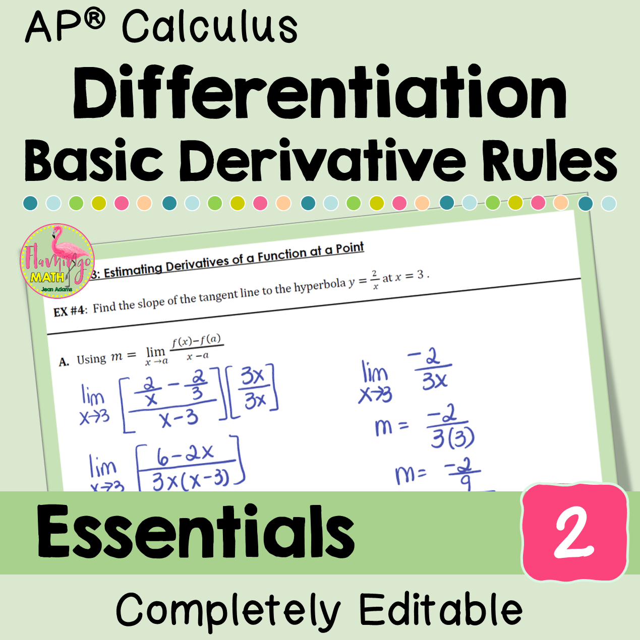 Differentiation-Basic Derivative Rules Essentials Bundle - Flamingo Math with Jean Adams