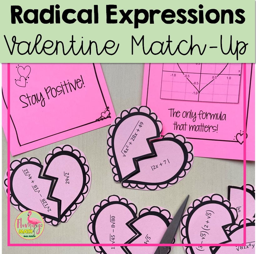 Radical Expressions Valentine Match-Up - Flamingo Math with Jean Adams
