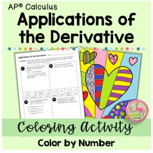 Applications of the Derivative Valentine's Day Color by Number Activity ...
