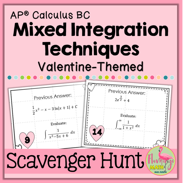 Mixed Integration Techniques Scavenger Hunt - Flamingo Math with Jean Adams