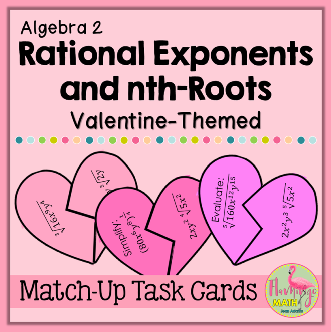 Rational Exponents and nth-Roots Valentine's Day Match-Up - Flamingo ...